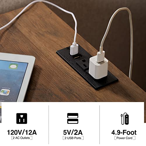 AMERLIFE 4-Piece Farmhouse Table Set Includes Sliding Barn Door TV Stand, Coffee Table& Two End Tables, Side Table with Charging Station and USB Ports, for Living Room, Bedroom, Distressed White, 59‘