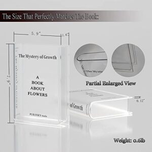 Puransen Book Vase for Flowers, Acrylic Clear Book Flower Vase, A Book About Flowers Vase, Unique Home/Bedroom/Office Accent Flowers Vase Decor(Clear - B)