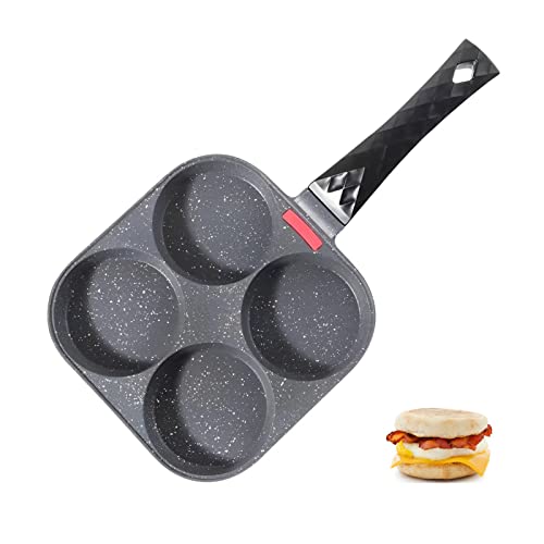 VANKUTL 4-Cup Nonstick Egg Frying Pan, Egg Pan for Breakfast, Egg Burgers, Vegetable Patties, Pancakes, Nonstick Cookware Suitable for Gas Stoves, Induction Cookers.…