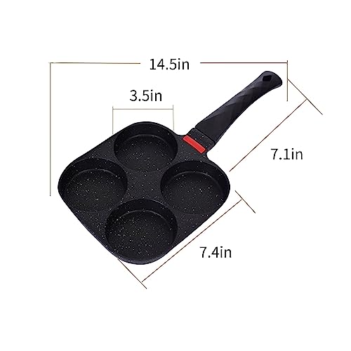 VANKUTL 4-Cup Nonstick Egg Frying Pan, Egg Pan for Breakfast, Egg Burgers, Vegetable Patties, Pancakes, Nonstick Cookware Suitable for Gas Stoves, Induction Cookers.…