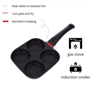 VANKUTL 4-Cup Nonstick Egg Frying Pan, Egg Pan for Breakfast, Egg Burgers, Vegetable Patties, Pancakes, Nonstick Cookware Suitable for Gas Stoves, Induction Cookers.…