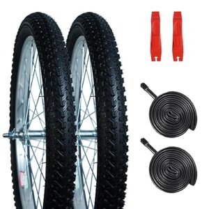 2pack 20"x 2.125"(57-406) mountain bike tires replacement kits plus 2 bike tubes (with puncture sealant) and 2 tire levers, bike tire with tread puncture protection for on or off-road use