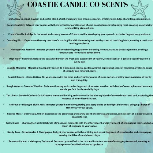 Coastal Breeze Scented Candle 8 Oz - Natural Soy Wax Candle in Glass Jar – Long Lasting Candles for Home, Office - Aromatherapy Candles for Spa - Elegant Candle Gift for Men, Women