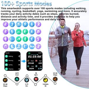 Smart Watch(Answer/Make Call), 1.96" Touch Screen Smartwatch for Android and iOS Phones with Heart Rate Monitor, Blood Oxygen Tracking, Sleep Monitor, IP68 Waterproof Fitness Tracker for Men and Women