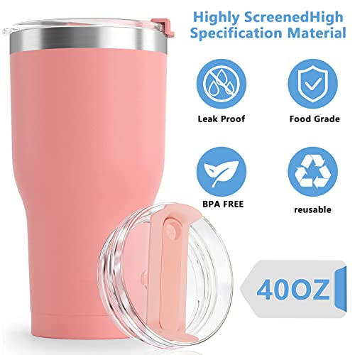 2 Pcs Skinny Tumbler Lid Replacement, 40 OZ Tumbler Lid Compatible for Stanley, Spill Proof Splash Resistant Tumbler Covers Fit for Stanley Tumbler and More Coffee Mugs