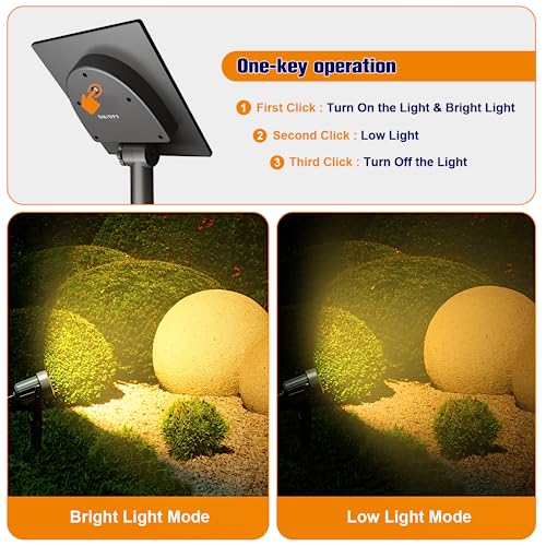 APONUO Solar Spot Lights Outdoor Adjustable Solar Landscape Spotlights Solar Uplights Dusk to Dawn Waterproof 9.8ft Cable Landscape Lighting for Yard Pathway Garden Tree Decoration with 4 Warm White