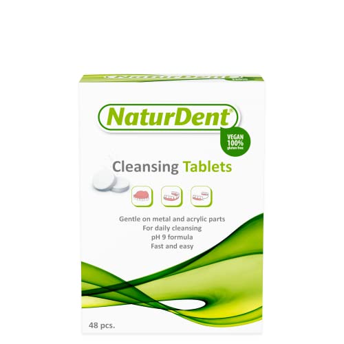 Denture Cleaner Tablet NaturDent Cleans Removes Dark Stains Plaque and Smells From Full Dentures, Partial Dentures Prosthesis and Orthodontic Braces Leaving Your Mouth Feeling Fresh and Clean (2 Pack)