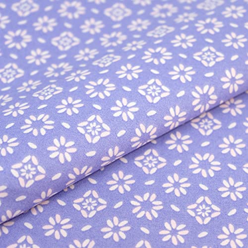 Singer Fabrics, 100% Cotton, White Flowers on Lavender, Precut, 2 Yard pre Cut