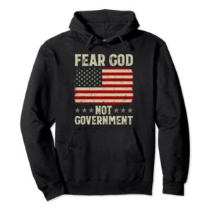 Fear God Not Government Vintage Old American Flag Pullover Hoodie