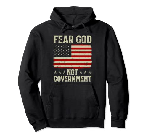 Fear God Not Government Vintage Old American Flag Pullover Hoodie