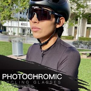 KAPVOE Photochromic Cycling Glasses TR90 Sports Sunglasses Mountain Bike Gasses Men Women MTB Glasses Clear Bicycle Riding Glasses Biking Sunglasses Motorcycle Road Bike Sunglasses Running Dark Gray