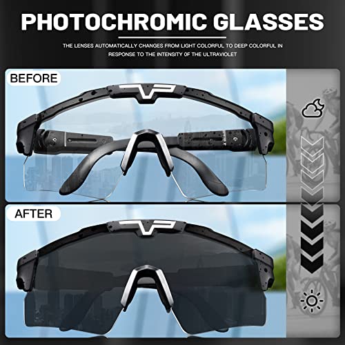 KAPVOE Photochromic Cycling Glasses TR90 Sports Sunglasses Mountain Bike Gasses Men Women MTB Glasses Clear Bicycle Riding Glasses Biking Sunglasses Motorcycle Road Bike Sunglasses Running Dark Gray