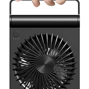 FERRISA Desk Fan, Small But Powerful, Portable Fan Battery Operated, 220° Tilt Folding Ultra Quiet mini Personal Fan, Strong Wind, 3 Speed Adjustable For Home Office Desktop Travel Camping (Black)