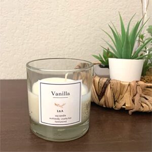 Aromatic Soy Scented Candles Vanilla. Handmade in Glass Jar Covered. Perfect for Gift, Décor, and Parties.