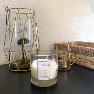 Aromatic Soy Scented Candles Vanilla. Handmade in Glass Jar Covered. Perfect for Gift, Décor, and Parties.