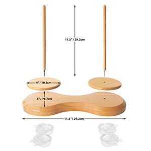 Rimcrow Double Wooden Yarn Holder; Revolving Yarn Ball Stand, Dispenses and Holds Balled Skeins for Crocheting or Knitting; Lazy Kate for Plying; Yarn Keeper