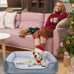 XueMi Orthopedic Dog Beds for Small Dogs, Washable Dog Beds with Soft Removable Cover, Waterproof Lining Small Pet Dog Beds Couch with Non-Slip Bottom