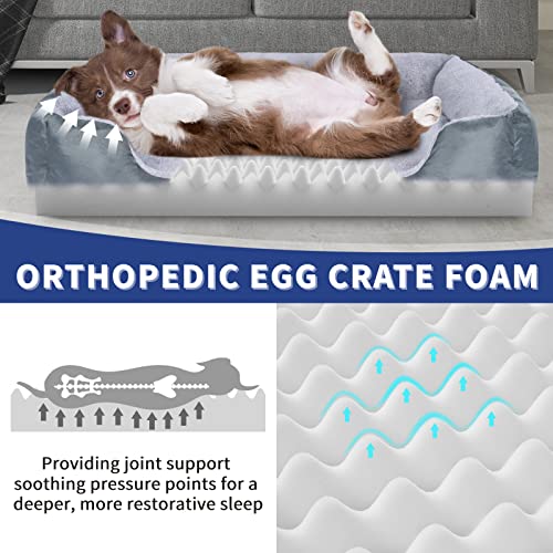 XueMi Orthopedic Dog Beds for Small Dogs, Washable Dog Beds with Soft Removable Cover, Waterproof Lining Small Pet Dog Beds Couch with Non-Slip Bottom