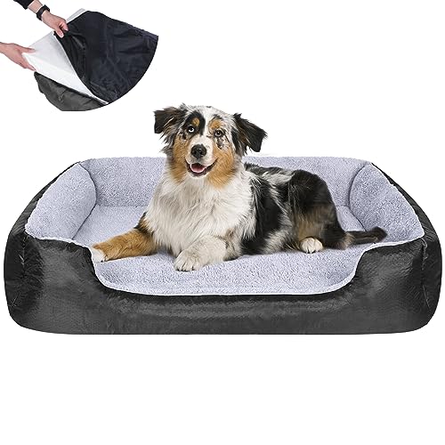 XueMi Orthopedic Dog Beds for Large Dogs, Washable Dog Beds with Soft Removable Cover, Waterproof Lining Medium Large Pet Dog Beds Couch with Non-Slip Bottom