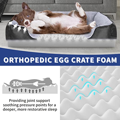 XueMi Orthopedic Dog Beds for Large Dogs, Washable Dog Beds with Soft Removable Cover, Waterproof Lining Medium Large Pet Dog Beds Couch with Non-Slip Bottom