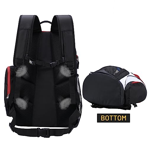 MIER Basketball Backpack Large Sports Bag with Ball Holder & Laptop Compartment for Men Women Soccer Volleyball Gym Travel Training, 40L, White/Black