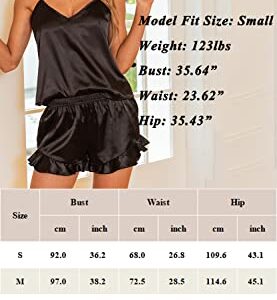 FERDAT Women's Silk Pajamas Set Satin Ruffle Lingerie 2 Piece Pjs Cami Top and Shorts Sleepwear White