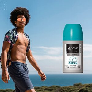 ABOVE Ocean - 72 Hour Elements Antiperspirant Roll-On Deodorant for Men - Notes of Lemon, Bergamot, and Lavender - Protects Against Sweat and Body Odor - Stain, Cruelty, and Alcohol Free - 4 Pc Set