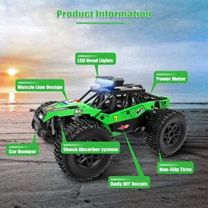 RC Cars,1:20 Scale Remote Control Toy Car,2WD High Speed 30 Km/h All Terrains Electric Toy Off Road RC Car,with LED Headlight and Rechargeable Battery,RC Cars for Boys Kids and Adults Gift