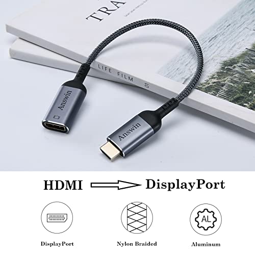 Answin HDMI to DisplayPort Adapter, 4K HDMI to DisplayPort Connector HDMI in to DP Cable Out for Xbox One/360/PS4/PS5/Mac Mini, PC to Monitor