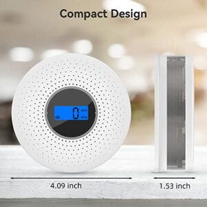 Smoke Detector Carbon Monoxide Detector Combo, Dual Sensor Smoke Alarm and Carbon Monoxide Detector Replaceable Battery Smoke Carbon Monoxide Detector with Digital Display for Travel, Home