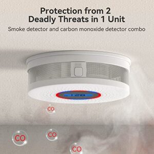 Smoke Detector Carbon Monoxide Detector Combo, Dual Sensor Smoke Alarm and Carbon Monoxide Detector Replaceable Battery Smoke Carbon Monoxide Detector with Digital Display for Travel, Home