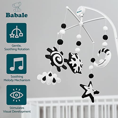 Babale | Montessori-Inspired Baby Mobile for Crib - Stimulating Black & White Design for Newborn Engagement - Perfect Baby Crib Mobile for Boys & Girls - Enhances Visual Development