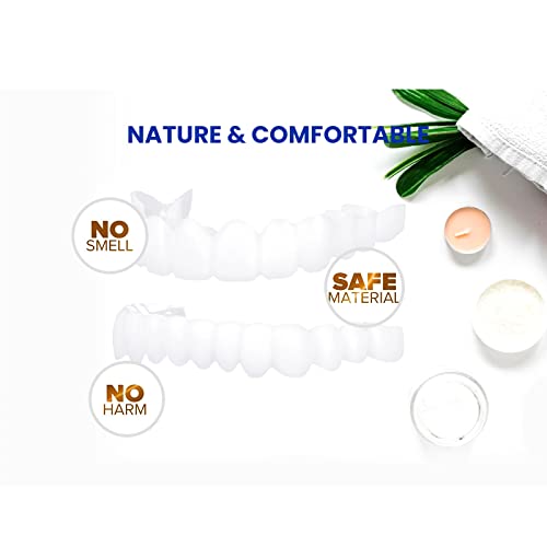 Fake Teeth - Fake Braces - Veneers Teeth for Women and Men - 4 PCs Smile Kit - Temporary Teeth Restoration - Snap on Veneers False Teeth, Dentures for Women, Swift Smile Snap on Teeth Snap-on Smile