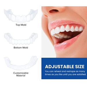 Fake Teeth - Fake Braces - Veneers Teeth for Women and Men - 4 PCs Smile Kit - Temporary Teeth Restoration - Snap on Veneers False Teeth, Dentures for Women, Swift Smile Snap on Teeth Snap-on Smile