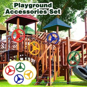 Haconba 8 Pack Steering Wheel Playset Plastic Steering Wheel Swingset Playground Pirate Ship Wheel for Kids Adults Outdoor Playground Playroom Treehouse Accessories (Red,Blue,Green,Yellow, 8)