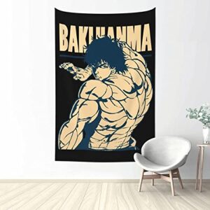 flokoo anime baki the grappler baki hanma tapestry wall art decor hanging for living room dorm kitchen bedroom home 40x60 inch