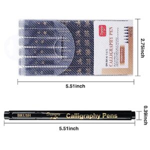 SAYEEC Calligraphy Brush Pens, Refillable Hand Lettering Pen, Black Ink Calligraphy Brush Markers Set for Beginners Writing Journaling Sketching Art Drawing Illustration Scrapbooking (4 Size, 6 Pack)