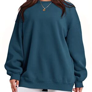 ANRABESS Womens Oversized Fleece Pullover Sweatshirts Teen Girls Crewneck Casual Loose Hooded Sweatshirt Fall Outfit Trendy Preppy Clothes 1019anlan-S Deep Blue