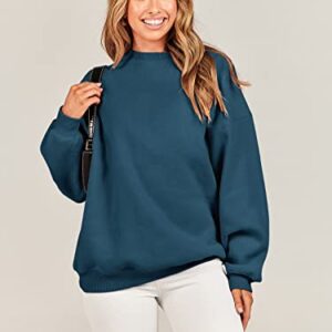 ANRABESS Womens Oversized Fleece Pullover Sweatshirts Teen Girls Crewneck Casual Loose Hooded Sweatshirt Fall Outfit Trendy Preppy Clothes 1019anlan-S Deep Blue