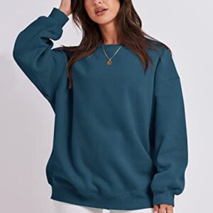 ANRABESS Womens Oversized Fleece Pullover Sweatshirts Teen Girls Crewneck Casual Loose Hooded Sweatshirt Fall Outfit Trendy Preppy Clothes 1019anlan-S Deep Blue