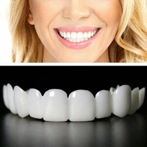 2 pairs fake teeth，adjustable veneers dentures for men and women，cosmetic tooth repair kit for regain confident smile.