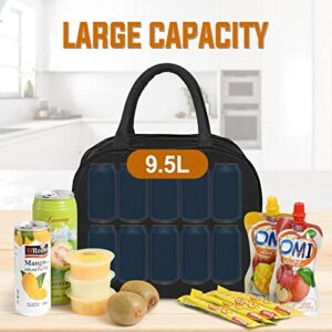 NisuAM Lunch Bag Women Large Lunch Box for Men Reusable Insulated Lunch Tote Bag, Leakproof Portable Lunch Box Cooler Bag for Work Picnic Office Travel - Black