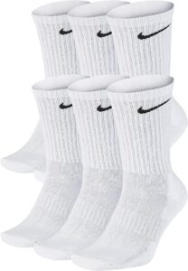 nike men's dri-fit everyday cushioned crew socks | cotton (everyday, white, large, 6 pairs)