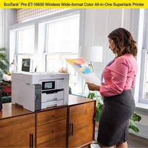 Epson EcoTank Pro ET-16650 Wireless Wide-Format Color All-in-One Supertank Printer with Scanner, Copier, Fax and Ethernet (Renewed), White