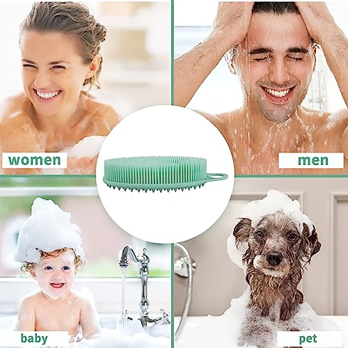 Silicone Body Scrubber Body Brush Scalp Brush Bath and Shampoo Brush Massager Shower Sponge Soft Silicone Loofah for Sensitive Skin, Lathers Well