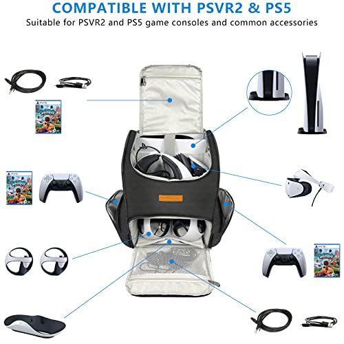 FPVtosky Backpack for PS5 & PSVR2, 2-IN-1 Large Travel Bag for Playstation VR2 & PS 5, Protective Storage Carrying Case Compatible with Playstation 5 & PS VR2 Gaming Accessories