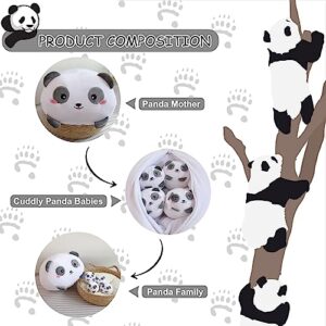 TOYSYM Kawaii Panda Stuffed Animal with 4 Baby Panda Plushies in her Tummy, Super Soft Cartoon Body Pillow Gifts for Kids Boys