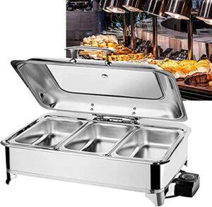 ansnal buffet server food warmer, 9l commercial hot pot buffet set, electric plate warmers to keep food warm, buffet equipment for kitchen & dining, rectangular(size:1/3)