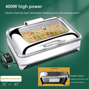 ANSNAL Buffet Server Food Warmer, 9L Commercial Hot Pot Buffet Set, Electric Plate Warmers to Keep Food Warm, Buffet Equipment for Kitchen & Dining, Rectangular(Size:1/3)