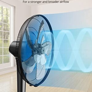 Mirdred Fans for Home Bedroom, 18'' Standing Floor Fans for Home,12 Speeds Oscillating Fan with Remote, Pedestal Fan with Adjustable Height,3 Wind Modes,18H Timer, 85° Oscillation